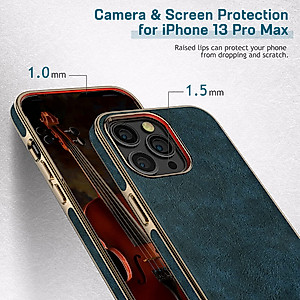 LOHASIC for iPhone 13 Pro Max Leather Case, Slim Luxury Business PU Non-Slip Grip Shockproof Bumper Full Body Protective Cover Men Phone Cases for iPhone 13 Pro Max 6.7" (2021) - Vintage Blue