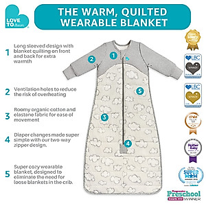 Love to Dream Warm Baby Sleep Bag (18-36 Mo), Super Soft Temp Regulating Sleeping Sack, 2.5TOG Warm Wearable Blanket, Grey