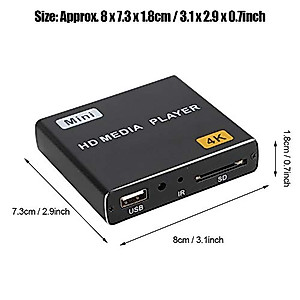 HDMI Media Player,4K 1080P Full HD Digital Media Player Support HDMI/AV Output,Play Video and Photos with USB Drive/SD Cards/External Devices For Android(US Plug)
