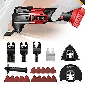 Cordless Oscillating Tool for Milwaukee 18V Battery, 6 Variable Speed Brushless-Motor Tool, Oscillating multi tool kit for Cutting Wood Drywall Nails Remove Grout & Sanding(Battery Not Included)