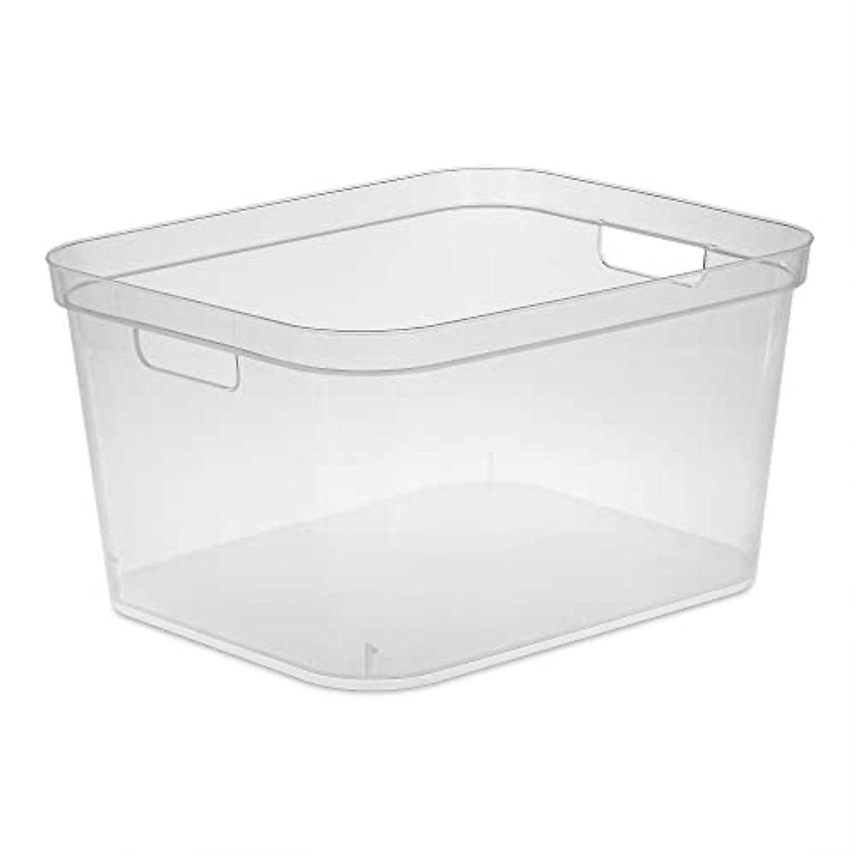 Sterilite 8.25x12.25x15 Inch Modern Polished Storage Bin w/ Comfortable Carry Through Handles & Banded Rim for Household Organization, Clear (6 Pack)