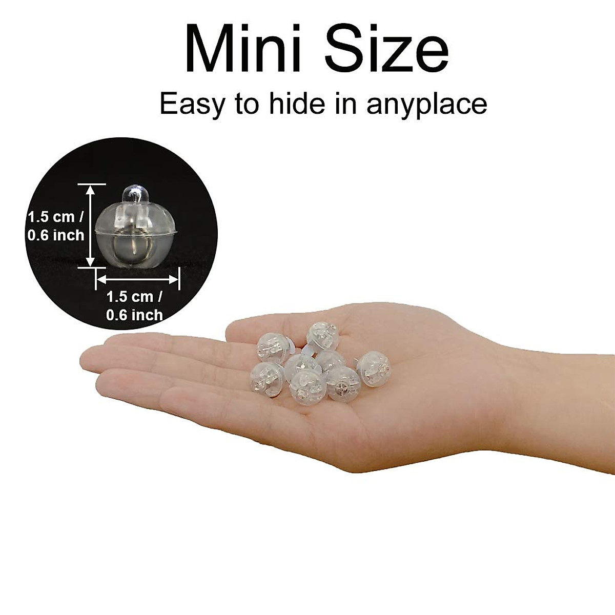 JJGoo 30pcs LED Balloon Light Mini Round Balls Lights, Waterproof Tiny Led Light Long Standby Time Lights for Balloon Paper Lantern Easter Eggs Birthday Party Wedding Halloween Christmas Decoration