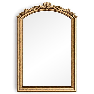 Barnyard Designs Vintage Gold Mirror - Ornate Antique Victorian Metal Mirror - French Baroque Style for Living Room, Bedroom, Bathroom (20" x 30")
