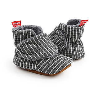 GDSDYM Baby Booties Warm Slippers Soft Cotton Fleece Newborn Crib Sock Shoes Infant Toddler Winter Cozy Footwear B01 Dark Grey