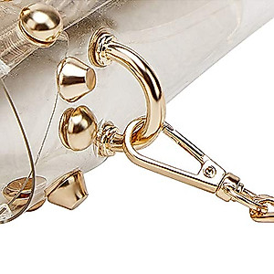 YYW 2 in 1 Clear Purses for Women Clear Clutch Purse, Clear Studded Crossbody Bag Stadium Approved, with Straw Purse