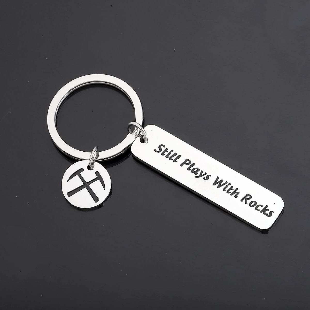 HOLLP Geology Jewelry Retirement Gift Still Plays with Rocks Keychain for Geologist (Still Plays With Rocks)