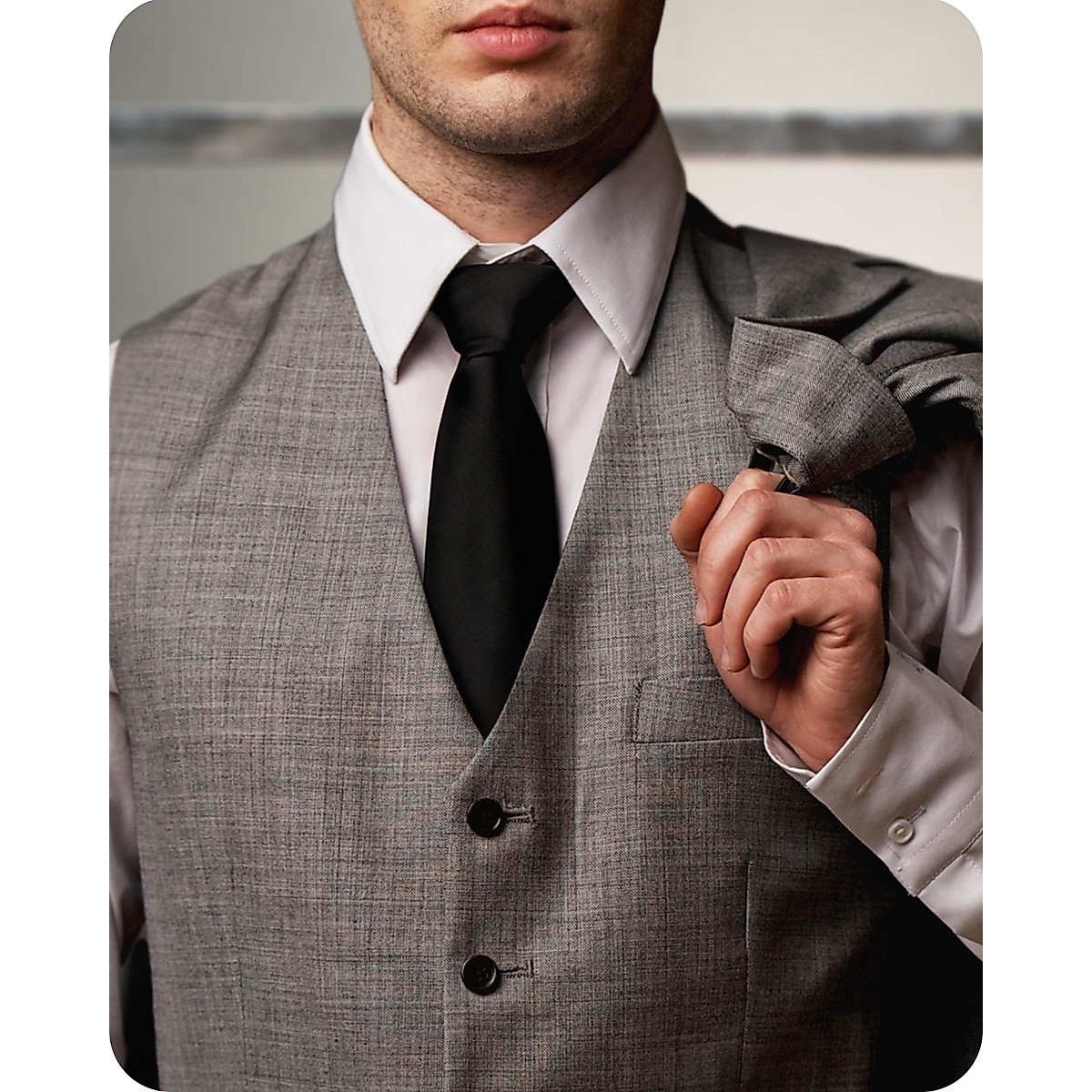 boxed-gifts Clip on Ties for Men - Premium Black Solid Color Clip on Tie