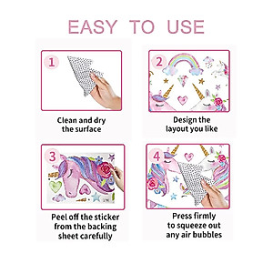 VISCAL 3 Sheets Unicorn Wall Decals Removable Wall Decor Vinyl Stickers Mural Home Decor Bedroom Nursery Birthday Party Christmas Gift for Girls Kids