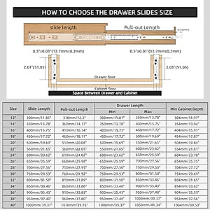 PHWALK 1 Pair 12 Inch 150 Lb Heavy Duty Drawer Slides with Lock Full Extension Ball Bearing Cabinet Telescoping Sliding Rails Tool Box Runners Tracks Glides Side Mount (with Lock, 12 inch)