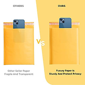 Fuxury Kraft Bubble Mailer 6x10 Inch 25 Pack，Strong Adhesion Padded Envelopes,Self Seal Bubble Envelopes, Waterproof Cushioned Bubble Mailers Packaging for Small Business，Bulk #0 Mailers Yellow