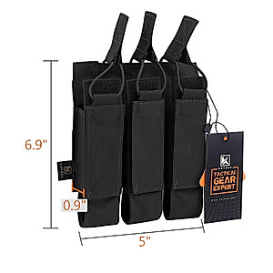 KRYDEX Open Top Triple MP7 MP5 MP9 Magazine Pouches Molle (Black)