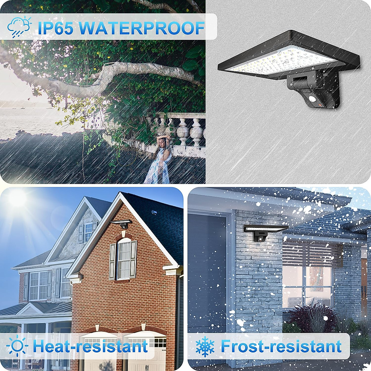 RIUVAO Solar Lights for Outside, 8000LM Led Motion Sensor Outdoor Lights, 4 Modes Solar Flood Lights Outdoor IP65 Waterproof for Yard Garden Path Parking lot（2pcs）