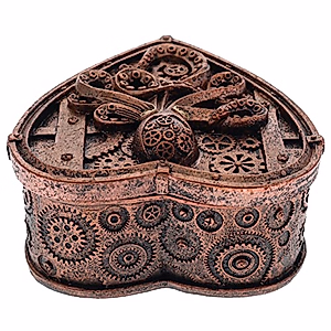 Top Brass Steampunk Octopus Heart Shaped Small Trinket Stash Jewelry Box Figurine - Unusual Eclectic Gothic Decor (Rustic Copper)