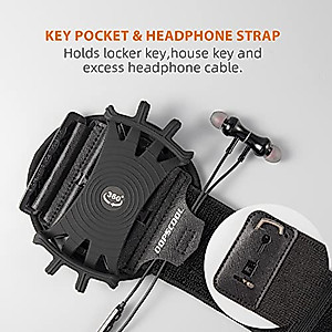 Loksengtech-Wristband Phone Holder 360°Rotatable -Phone Armband is Detachable -Running Phone Holder for 4''-6.5''Phones,for Sports,Exercise(Black)