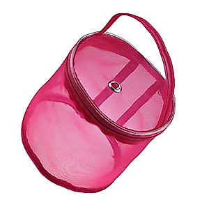 TOPBATHY Crochet Tote Bag Yarn Storage Bag Nylon Mesh Tote Bag with Handle Rosy