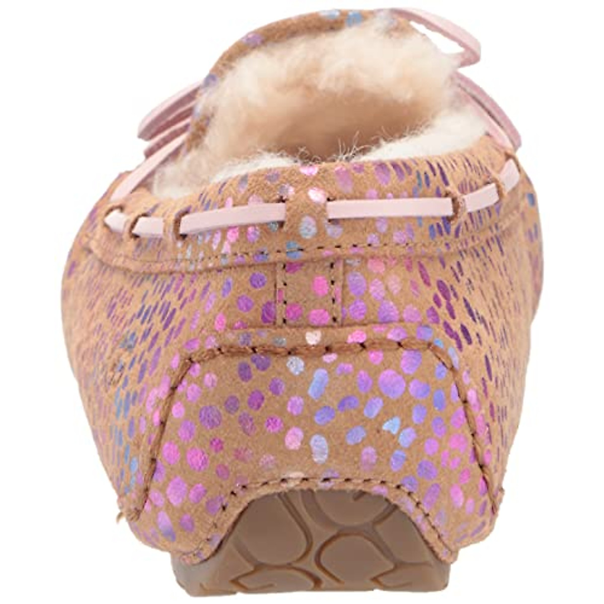 UGG Girls K Dakota Spots Slipper, Chestnut Sparkle Suede, 5 Big Kid