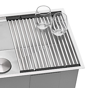 Ruvati Stainless Steel and Silicone Foldable Drying Rack for Workstation Sinks Dish Mat Trivet - RVA1395