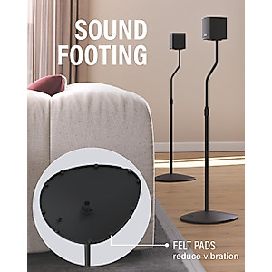 Sanus Adjustable Height Speaker Stand - Extends 28" to 38" - Holds Satellite & Small Bookshelf Speakers (i.e. Bose, Harmon Kardon, Polk, JBL, KEF, Klipsch, Sony and Others) - Set of 2 - Model: HTBS