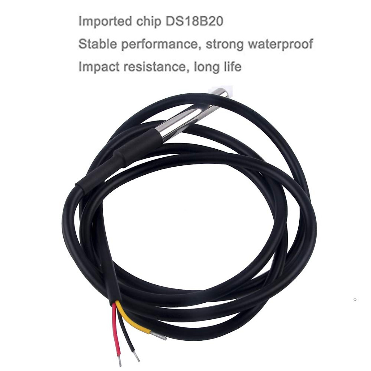 Geekstory 5PCS DS18B20 Temperature Sensor, Waterproof Temp Digital Thermal Stainless Steel Tube Probe 3M 118.1 inch for Raspberry pi, Arduino