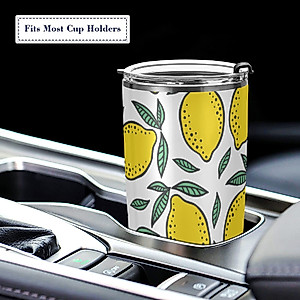 Yasala Tumbler Cute Lemon Pattern Insulated Office Coffee Cup Back to School Beverage Container Travel Mug with Straw and Lid Double Wall Stainless Steel 20oz