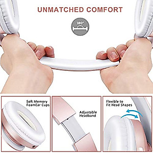 2 Items,1 Rose Gold Zihnic Over-Ear Wireless Headset Bundle with 1 Black Zihnic Foldable Wireless Headset