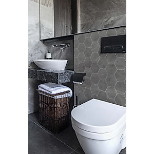 Avant Decor | Stone Composite Hexagon Stone Texture | Peel and Stick Kitchen Backsplash Tiles | Stick On Wall Tiles | Easy DIY Installation | 6” x 6.9” | Single Tile