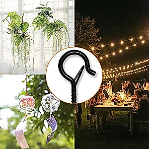 Sivya 20 Pack Outdoor Hanging Hooks Screw Hooks Wall Cabinet Ceiling Hooks with Safety Buckle Design