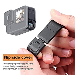 Replacement Side Door for GoPro Hero 11/10/9 Black Aluminum Alloy Removable Battery Cover Protective Type-C Charging Port Adapter Repair Part Camera Accessories (Battery case for Gopro 10)
