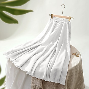 Ezcosplay Women Bohemian Beach A-Line Dress Double Layer Elastic Waist Long Maxi Skirt