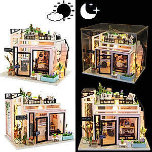 Spilay DIY Miniature Dollhouse Kit with Wooden Furniture,DIY Dollhouse Kit with Dust Proof and Music Movement,1:24 Scale Creative Room for Romantic Valentine's Gift(Time Studio)
