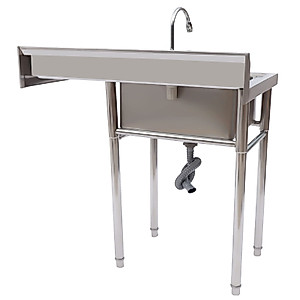 Utility Sink,Stainless Steel Kitchen Sink,Single Bowl Commercial Sink Drain Board Catering Prep Sink with Faucet and Sink for Restaurant,Laundry,Backyard,Garages 39.3 * 23.6 * 36.7in