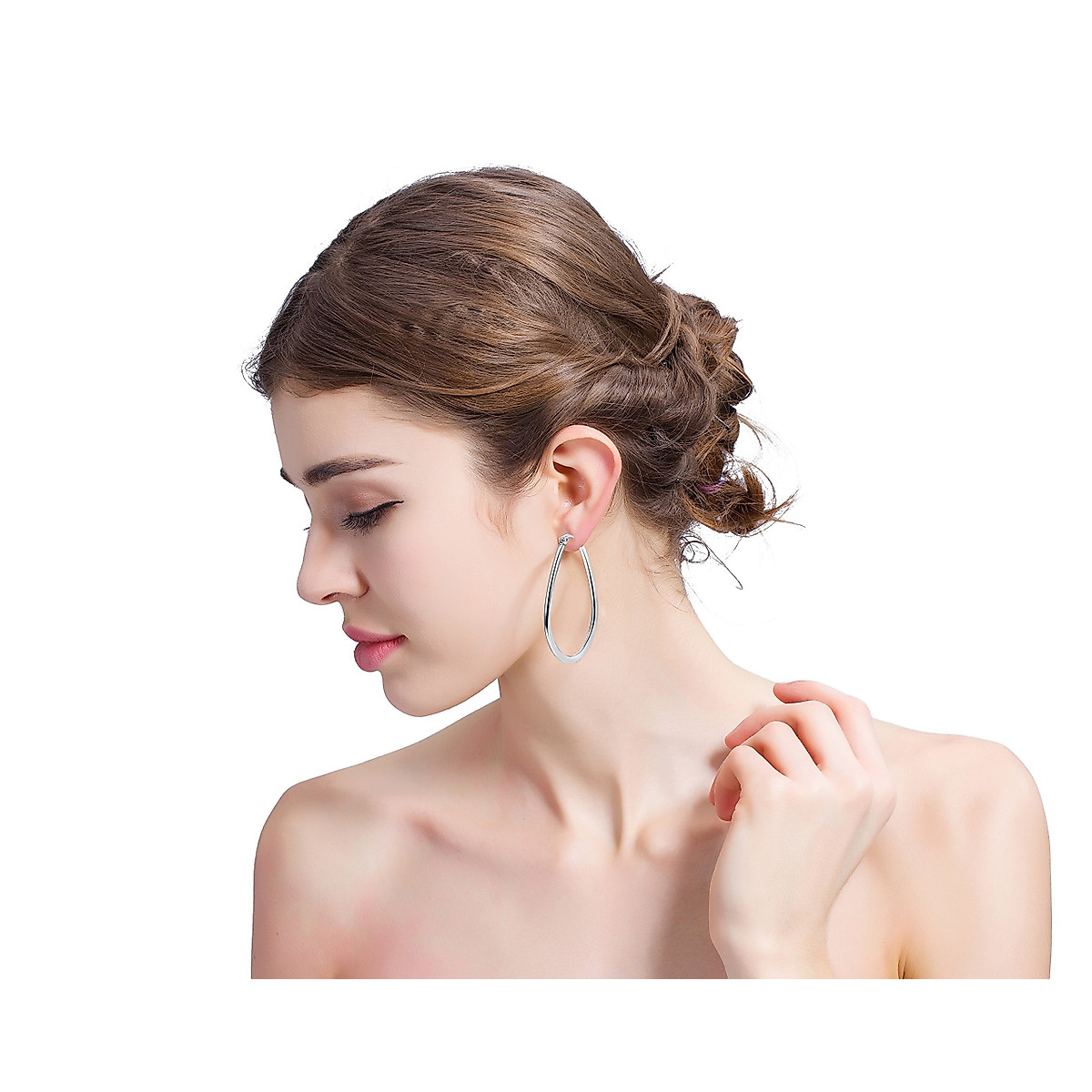 FIBO STEEL 6 Pairs Hoop Earrings for Women Teardrop Hoop Earrings Set 40-60MM