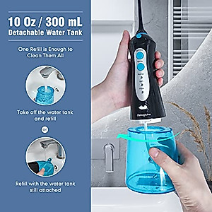 Getogluke Portable Cordless Water Flosser for Teeth Cleaning, Rechargeable Electric Power Dental Oral Irrigator IPX7 Waterproof, Professional Oral Care at Home & Travel (Black)