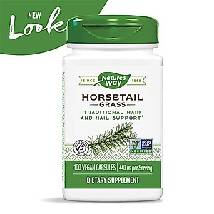 Natures Way Horsetail Grass 400 Milligrams, 100 Vegetarian Capsules. Pack of 3 Bottles