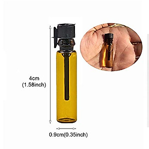 Elfenstall - Portable 100pcs 1ml (1/4 Dram) Amber Mini Glass Bottle 1cc Vial Small Essential Oil Perfume DIY Liquid Sample Bottle For Travel Makeup Party With 10pcs 0.5ml Pipette Tool
