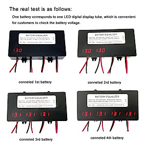 Mazava HC02 LED Tube Display Battery Equalizer Voltage Regulator 4pcs Batteries Active Balancer 4S Connected in Series for 48V Battery System Solar Power System Extend Battery Life