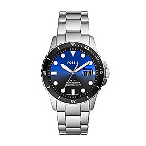 Fossil Men's FB-01 Quartz Stainless Steel Three-Hand Watch, Color: Silver/Black (Model: FS5668)