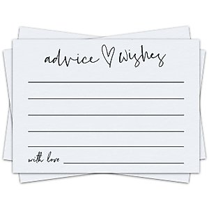 Qoamp Advice and Wishes Cards, 30 Pieces 4x6 Inches Minimalist Bridal Shower Card, Wedding Advice Cards, Wedding Registry Ideas, Wedding Cards for Bride and Groom, Newlyweds, Bridal Shower-A08