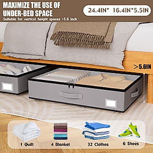 EE-RoomWorld Under Bed Storage with Wheels, No Assemble Required 5.5 inches height grey under bed storage bins,Low Profile Rolling Under bed Shoe Storage containers，dorm under bed storage drawers