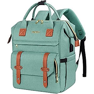 kasibon Travel Laptop Backpack for Women Men, Wide Top Open College School Work Computer Bag Back Pack Book Bag Casual Water Resistant Anti Theft USB Charging Port Fits 15.6 Inch Notebook