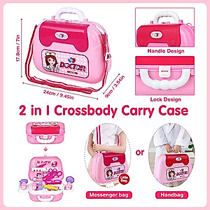 GINMIC Kids Doctor Play Kit, 22 Pieces Pretend Play Doctor Set with Halloween Role Play Doctor Costume and Carry Case for Toddlers and Kids, Medical Dr Kit Toys for Girl Age 3 4 5 6 7 Year Old