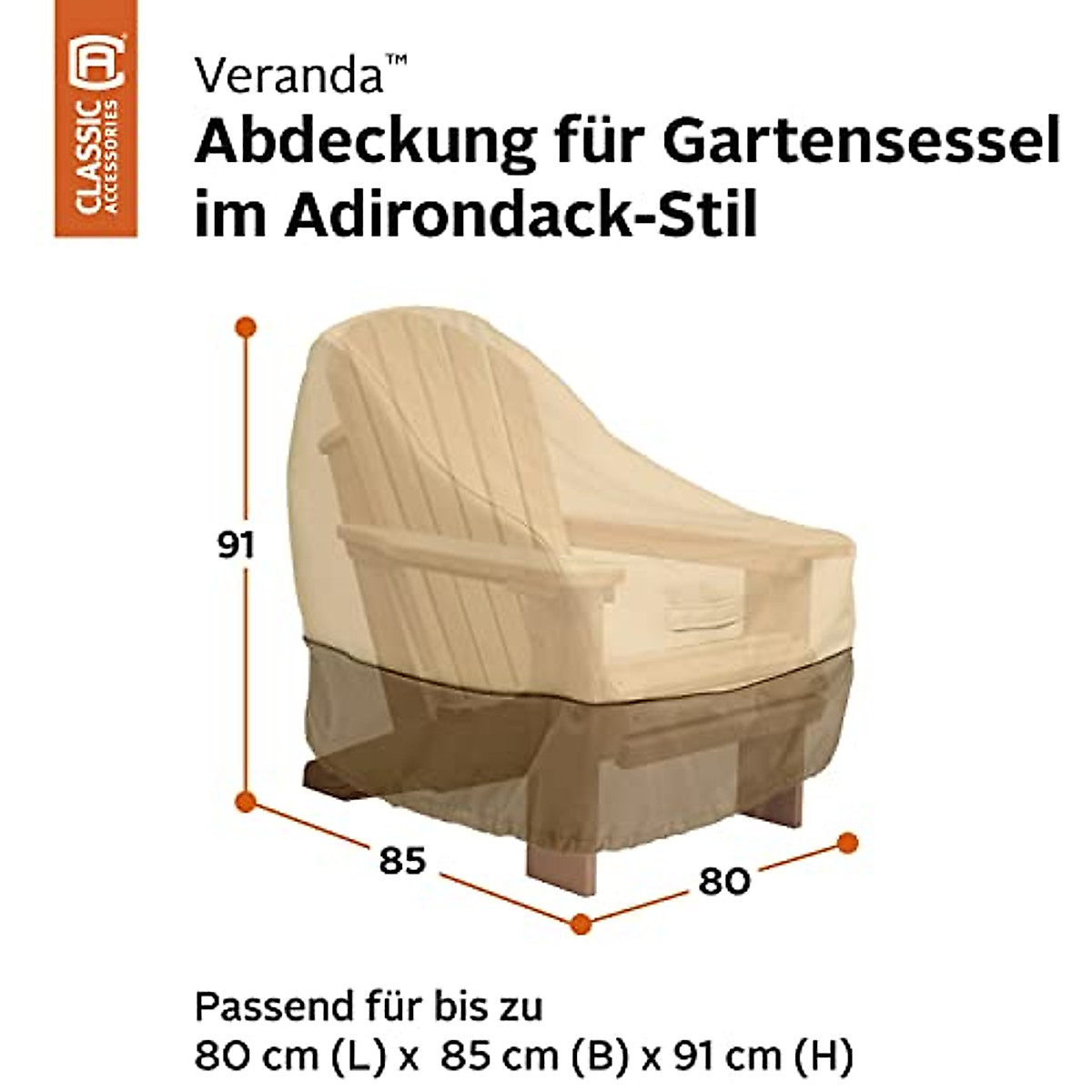 Classic Accessories Veranda Water-Resistant 31.5 Inch Adirondack Chair Cover, Patio Furniture Covers