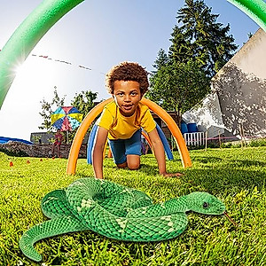 80 Inch Giant Snake Plush Large Realistic Snake Stuffed Animal Toy Lifelike Boa Constrictor Gifts for Kids Birthday Jungle Party Prank Props (Green)