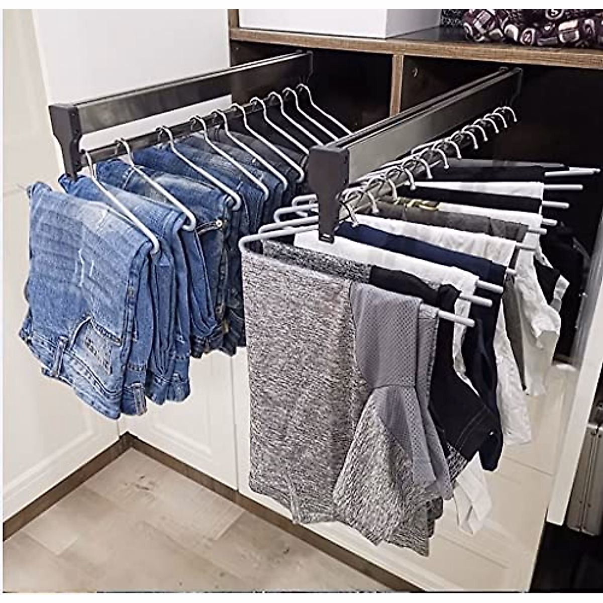 Closet Clothes Hanger Rail,Pull-Out Closet Rod 30-60cm,Wardrobe Clothing Rail,Closet Organizer Rack for Pants and Coat (600MM/23.6INCH)