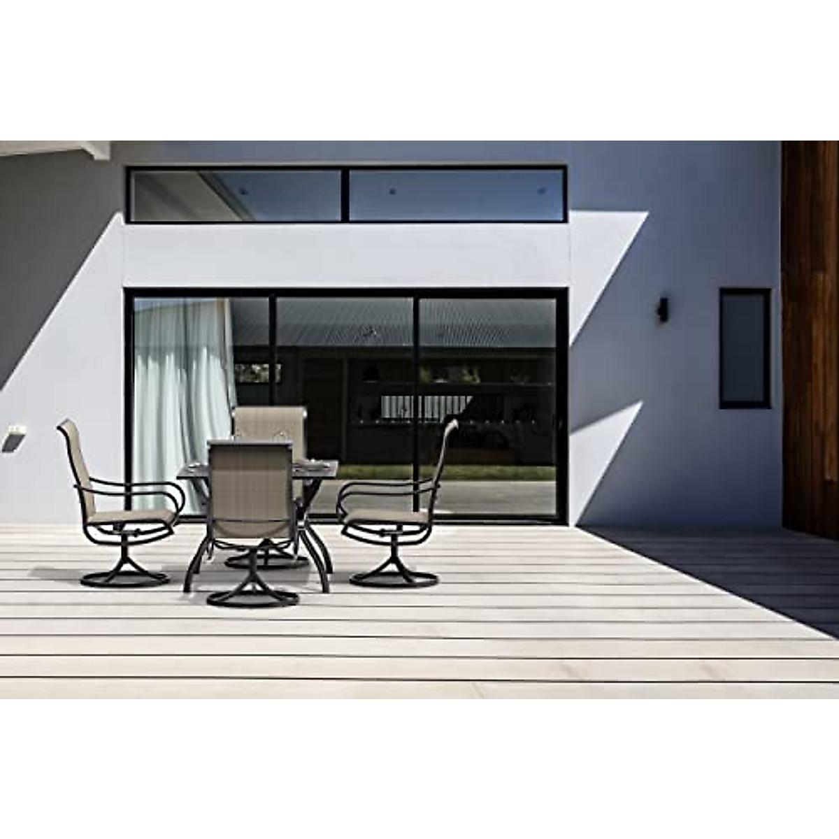 Bigroof Patio Swivel Chairs Metal Mesh Dining Chairs Set of 2 with Textilene Fabric, Outdoor Garden Backyard Lawn Furniture Rocker Chair, Grey