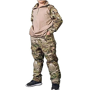 EMERSONGEAR Tactical Airsoft Kids Uniform,Boys Soldier Pants and Shirt,Children BDU Hunting Military Camouflage Combat Suit (7 Years)