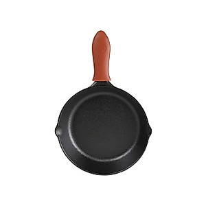 Lodge Cast Iron Skillet with Red Mini Silicone Hot Handle Holder, 8-inch & Pre-Seasoned 6-1/2-Inch Skillet