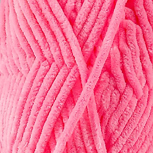 3 Skeins of Sensy Velvet Yarn for Crocheting, Baby Blanket Yarn, Chenille Yarn, Amigurumi Yarn, 3.5 oz, 132 Yards, Gauge 5 Bulky (Neon Sugar Pink)