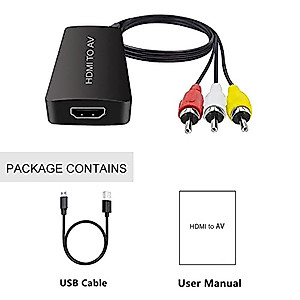 Dingsun HDMI to RCA Converter HDMI to AV Adapter HDMI to Older TV Adapter Compatible for Apple TV, Xiaomi Mi Box, Android TV Box, Roku, Fire Stick, DVD, Blu-ray Player ect. Supports PAL/NTSC