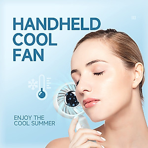 Handheld fan with ice cooling mode, Personl cooling fan for women and men, Portable fans that blow cold air, for home office outdoor travel (White)
